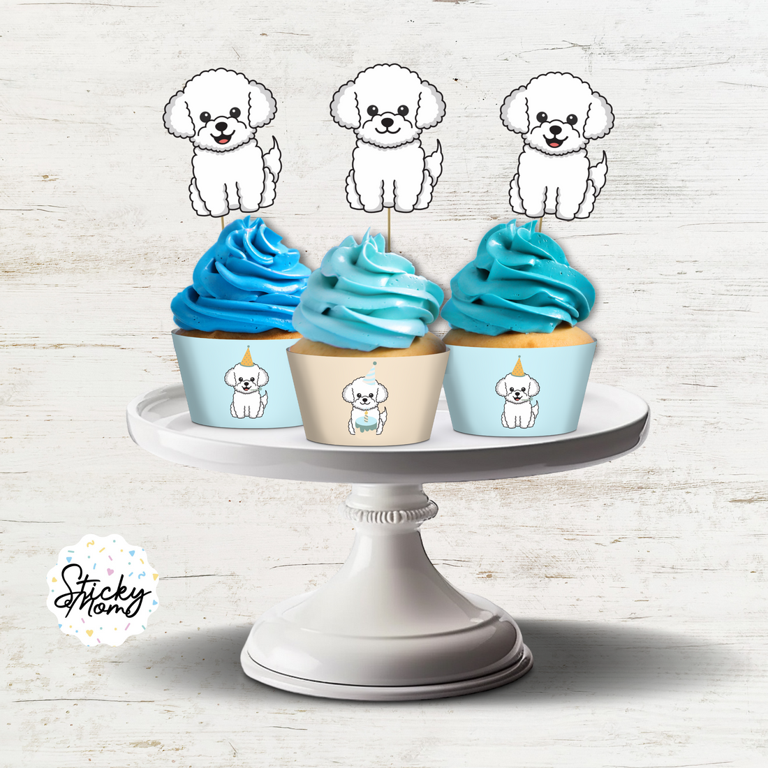 White Poodle Birthday Cake topper